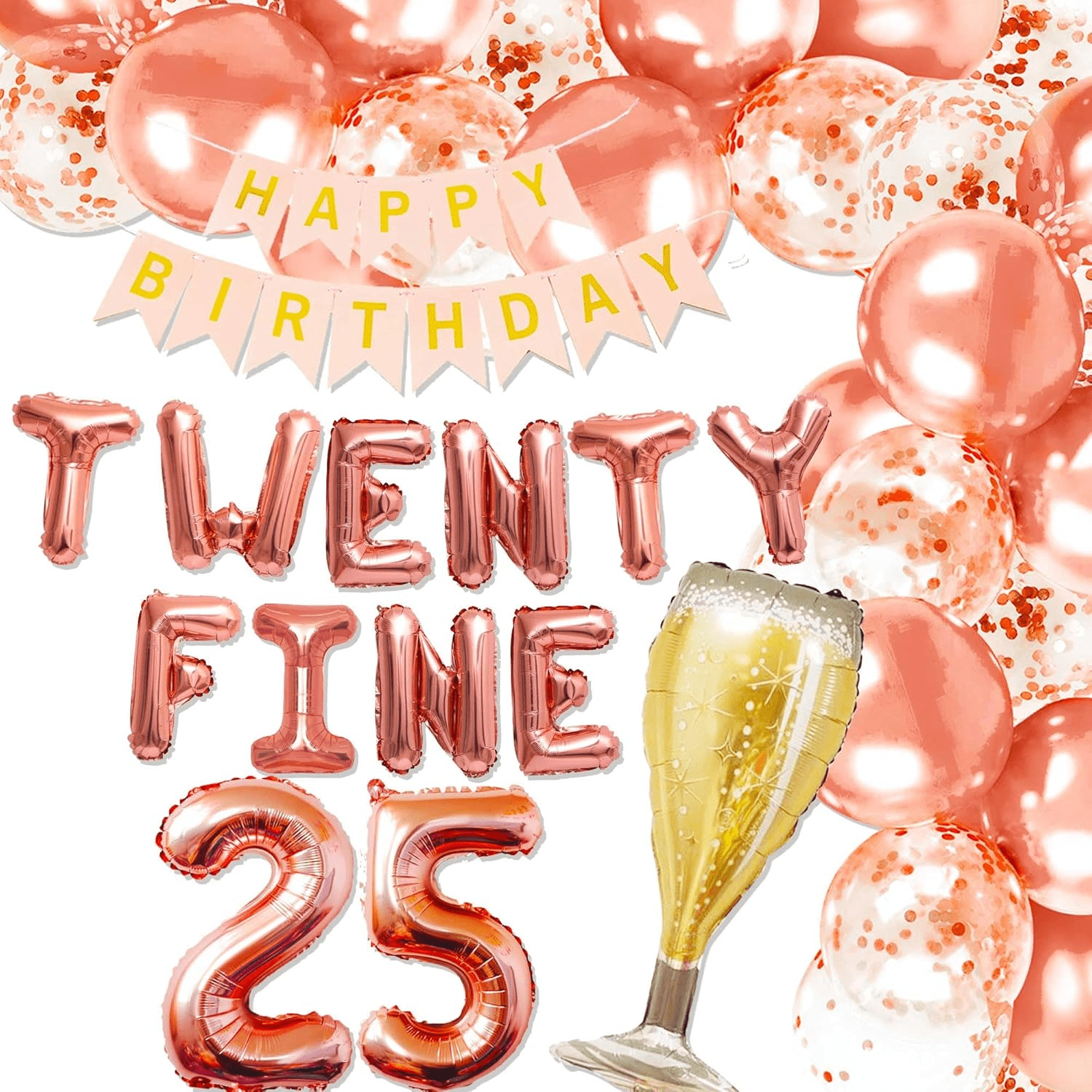 25th Birthday Decorations Set - TWENTYFINE Rose Gold Theme Party ...