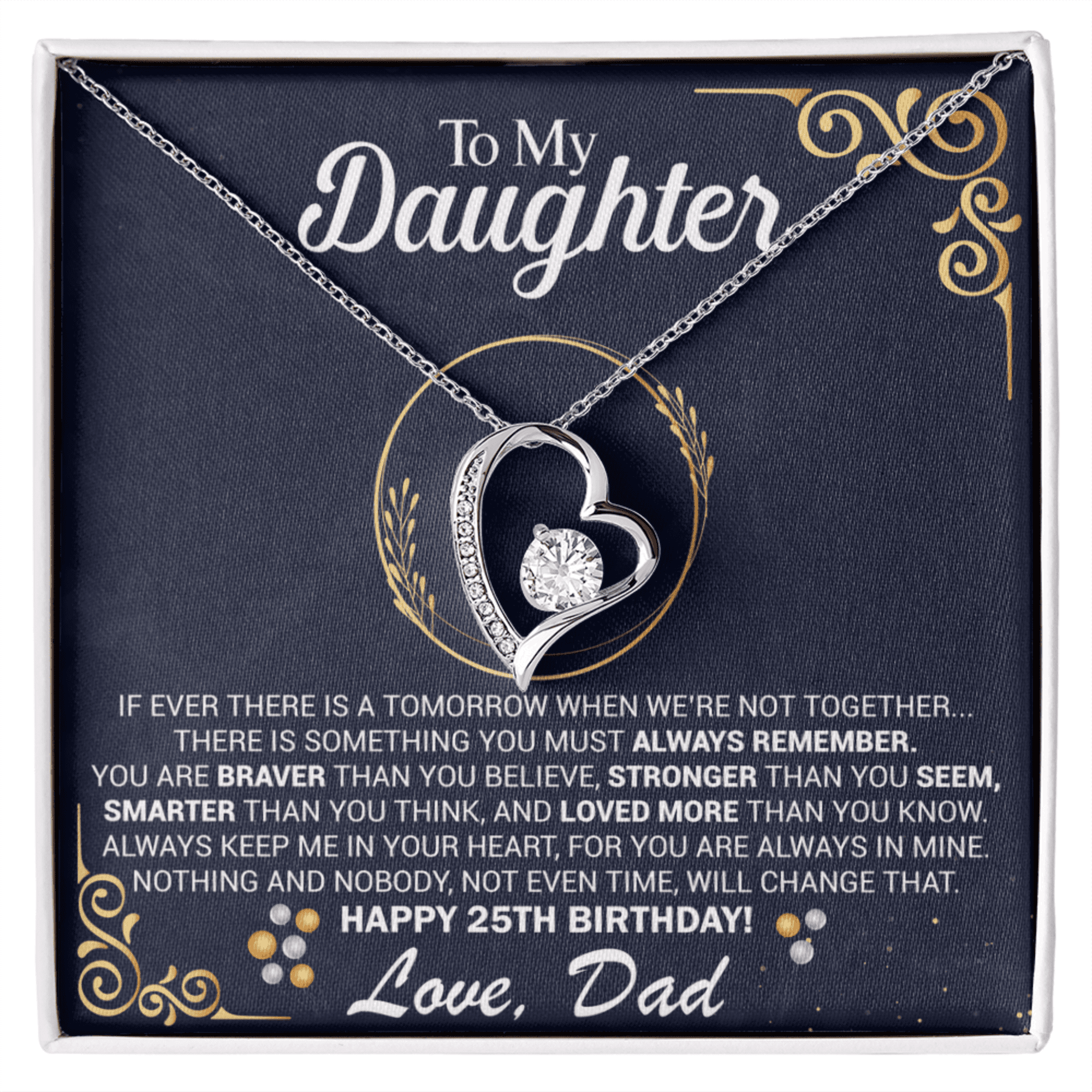 25th Birthday Necklace Gift With Message Card for daughter, To My ...