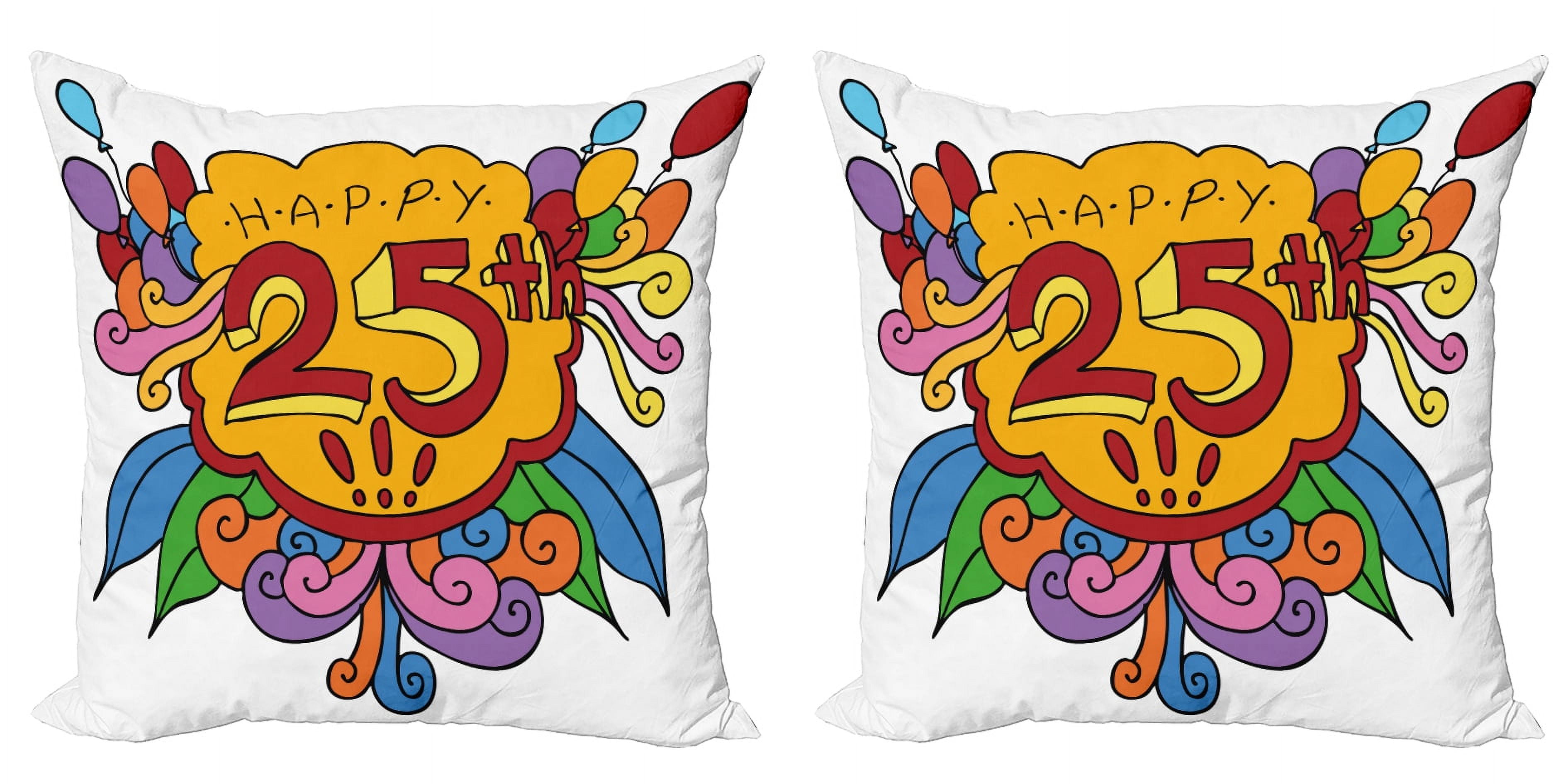 Ambesonne Cartoon Throw Pillow Cover 2 Pack, Floral Balloon, 18 ...