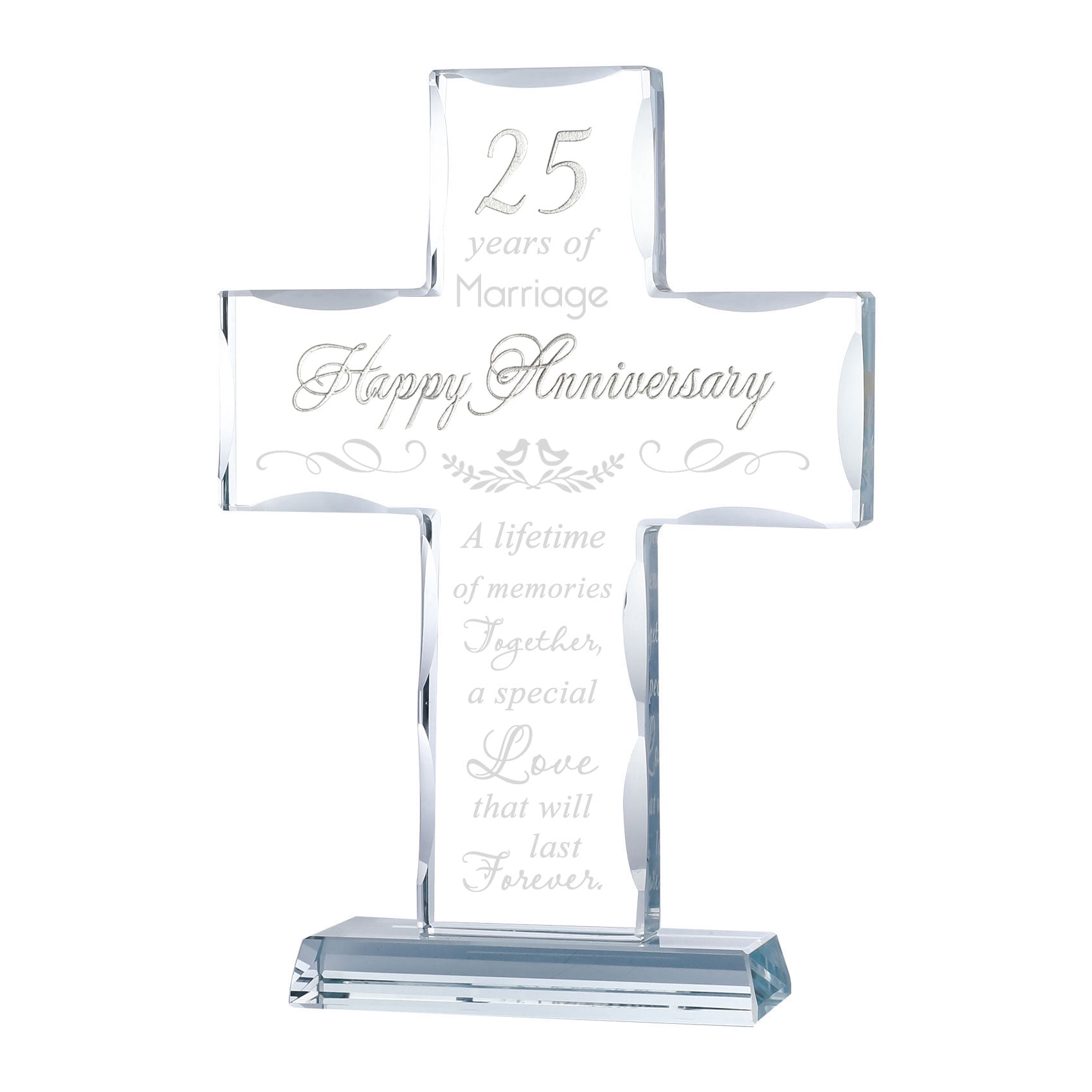 25th Wedding Anniversary Laser Engraved Glass Cross Gifts for Couples ...