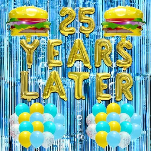 25th Yellow Sponge Birthday Decorations, 104PCS 25 Years Later Balloon ...