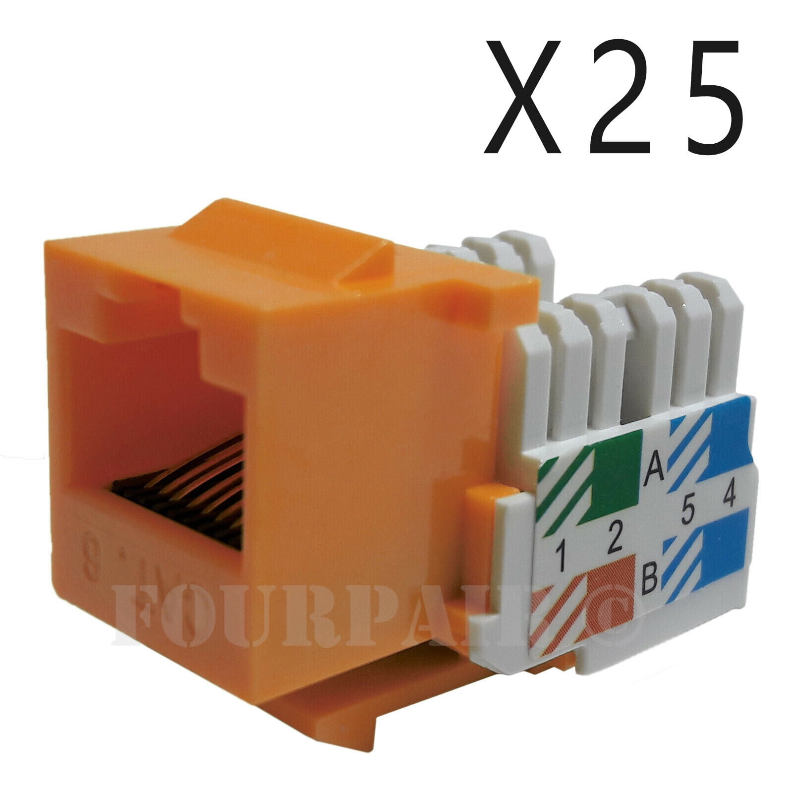 25x Pack Lot CAT6 Network RJ45 Port 110 Punch Down Keystone Snap-In Jack Orange - Walmart.com