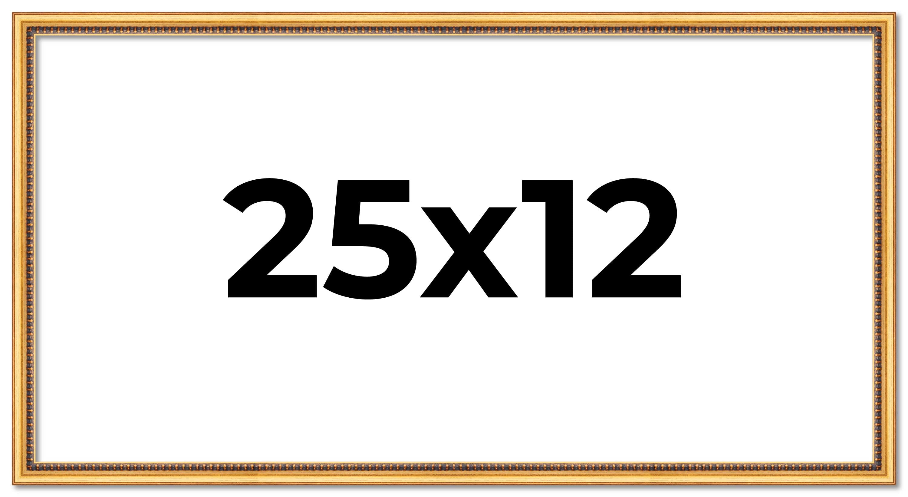 25x12 Frame Beaded Gold Solid Wood Picture Frame | 0.75 Inches Moulding ...