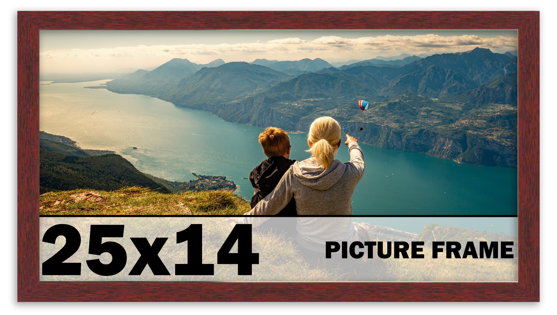 25x14 Frame Brown Mahogany Solid Wood Picture Frame Includes UV Acrylic ...