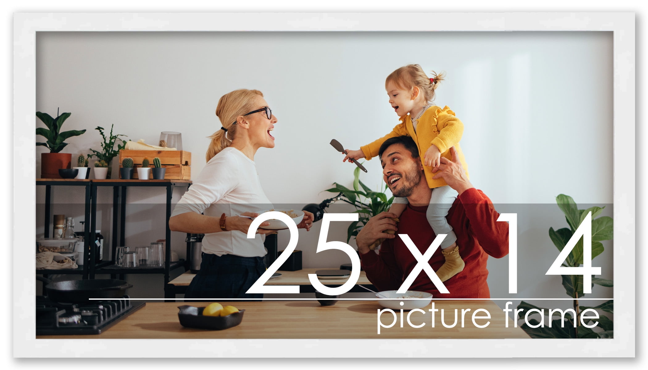 25x14 White Wood Picture Frame - UV Acrylic, Foam Board Backing ...