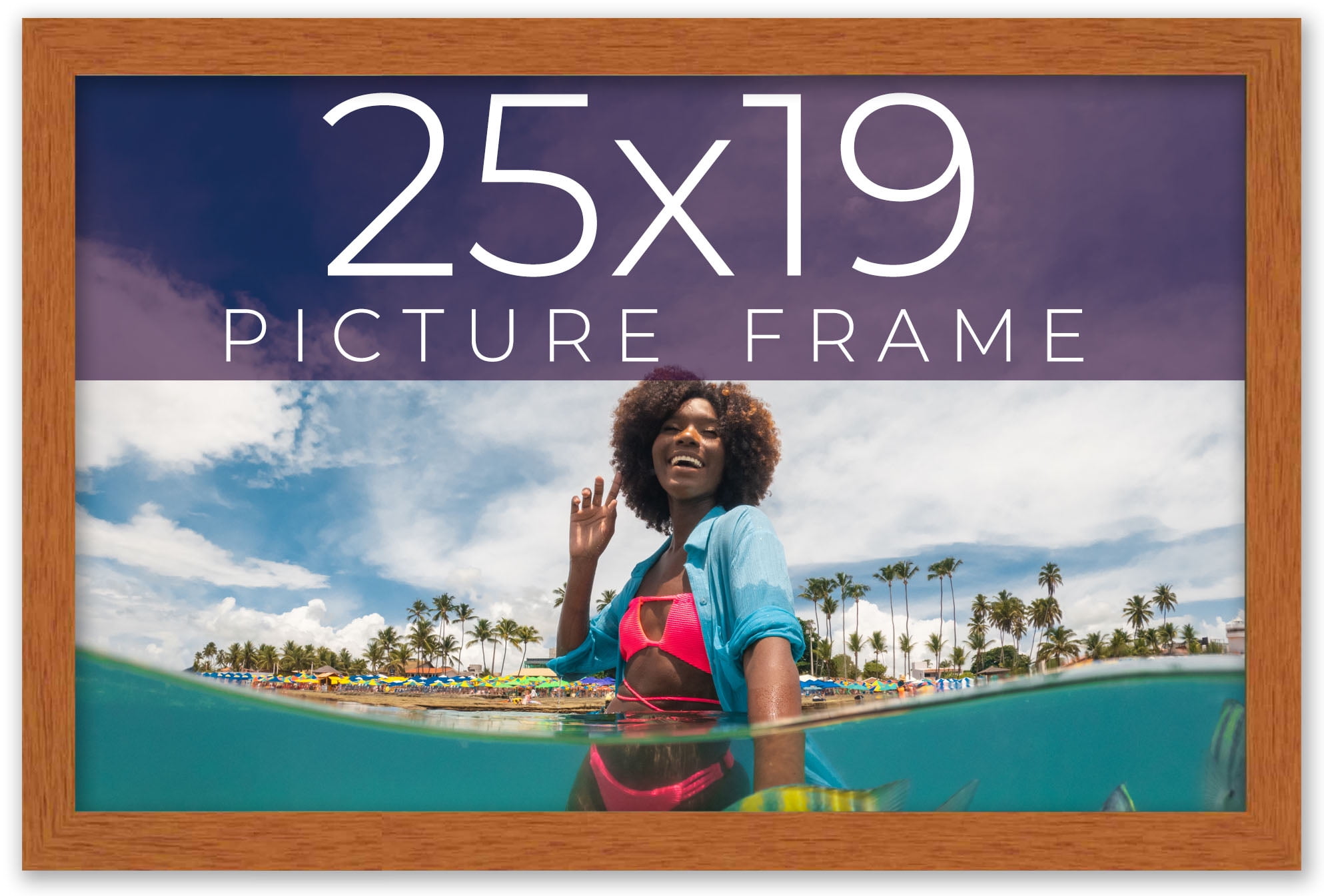 25x19 Honey Brown Real Wood Picture Frame Width 0.75 inches | Interior ...