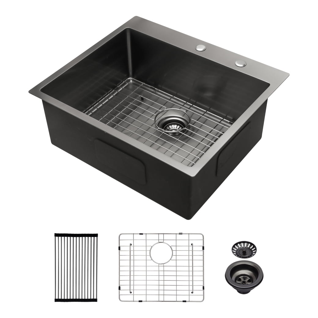 25x22x10 Inch Drop-in Single Bowl Kitchen Sink, 16 Gauge Stainless ...