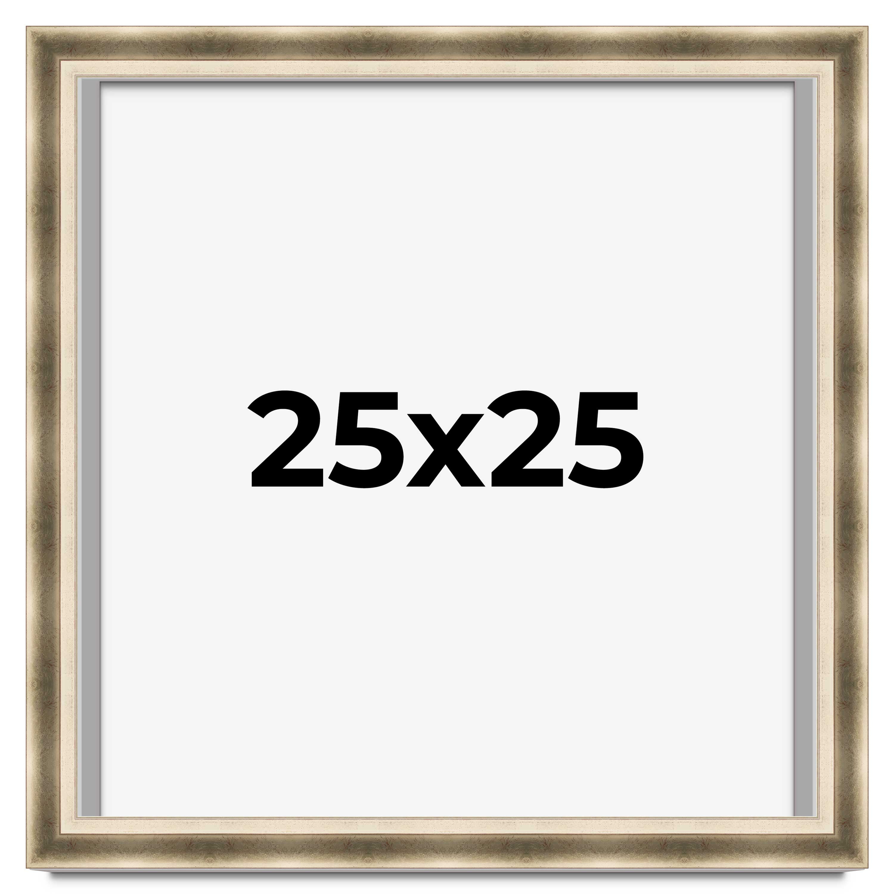 25x25 Shadow Box Frame Silver | 1.75 inches Deep Real Wood Traditional ...