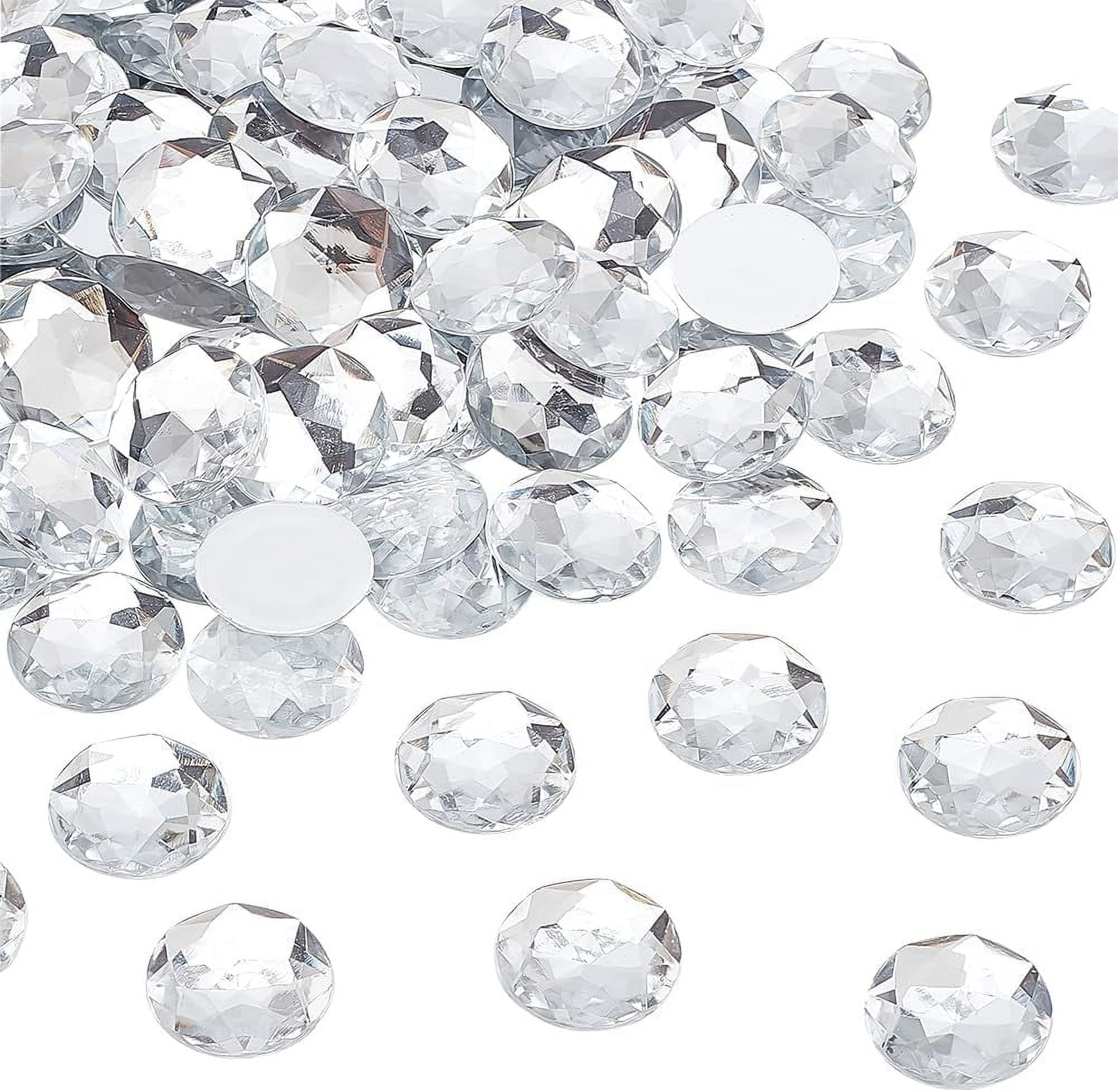 25x2mm Rhinestones 200PCS Half Round Transparent Acrylic Gemstones ...