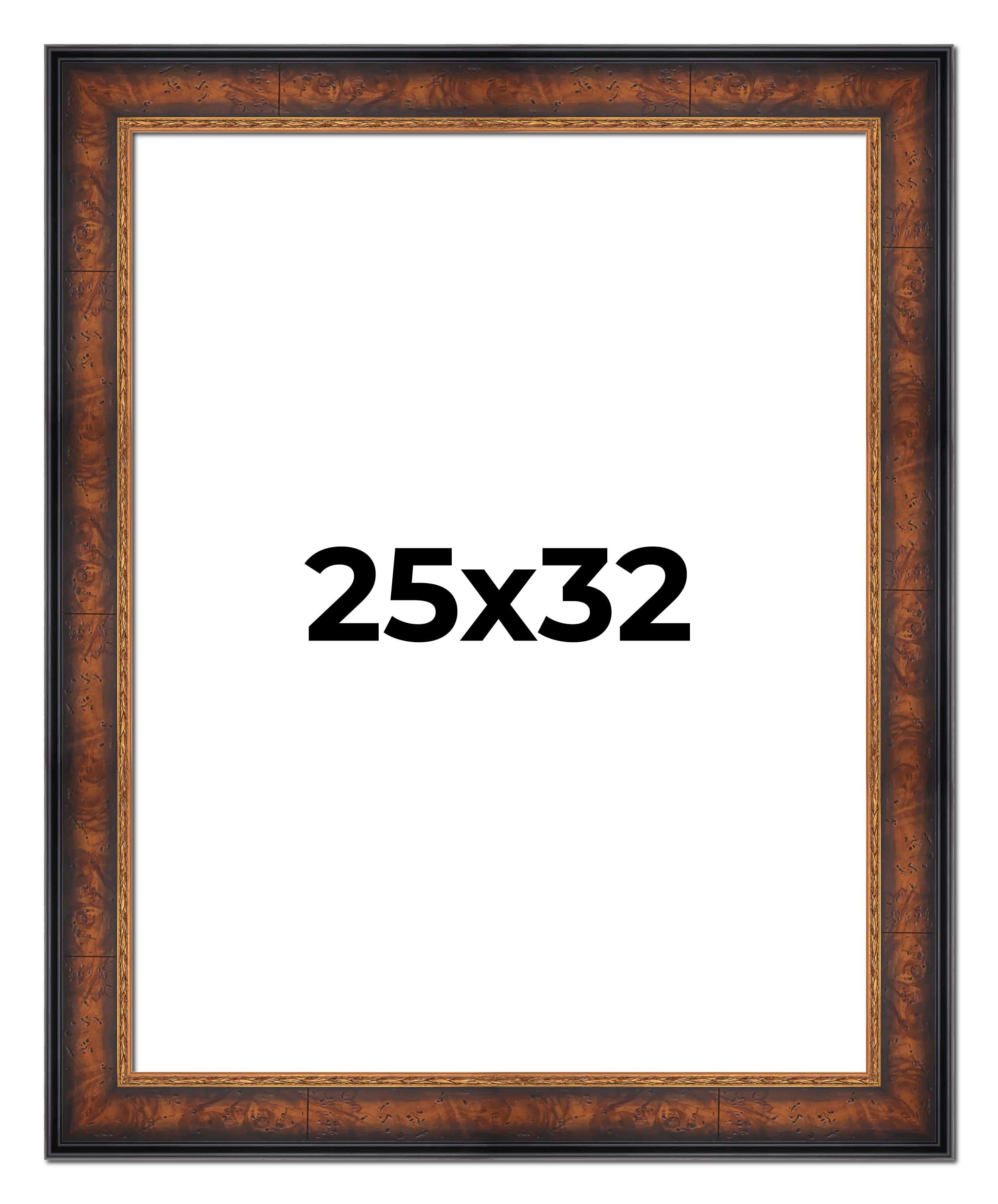 25x32 Frame Brown Walnut Gold Ornate Trim Solid Wood Plein Air Picture ...