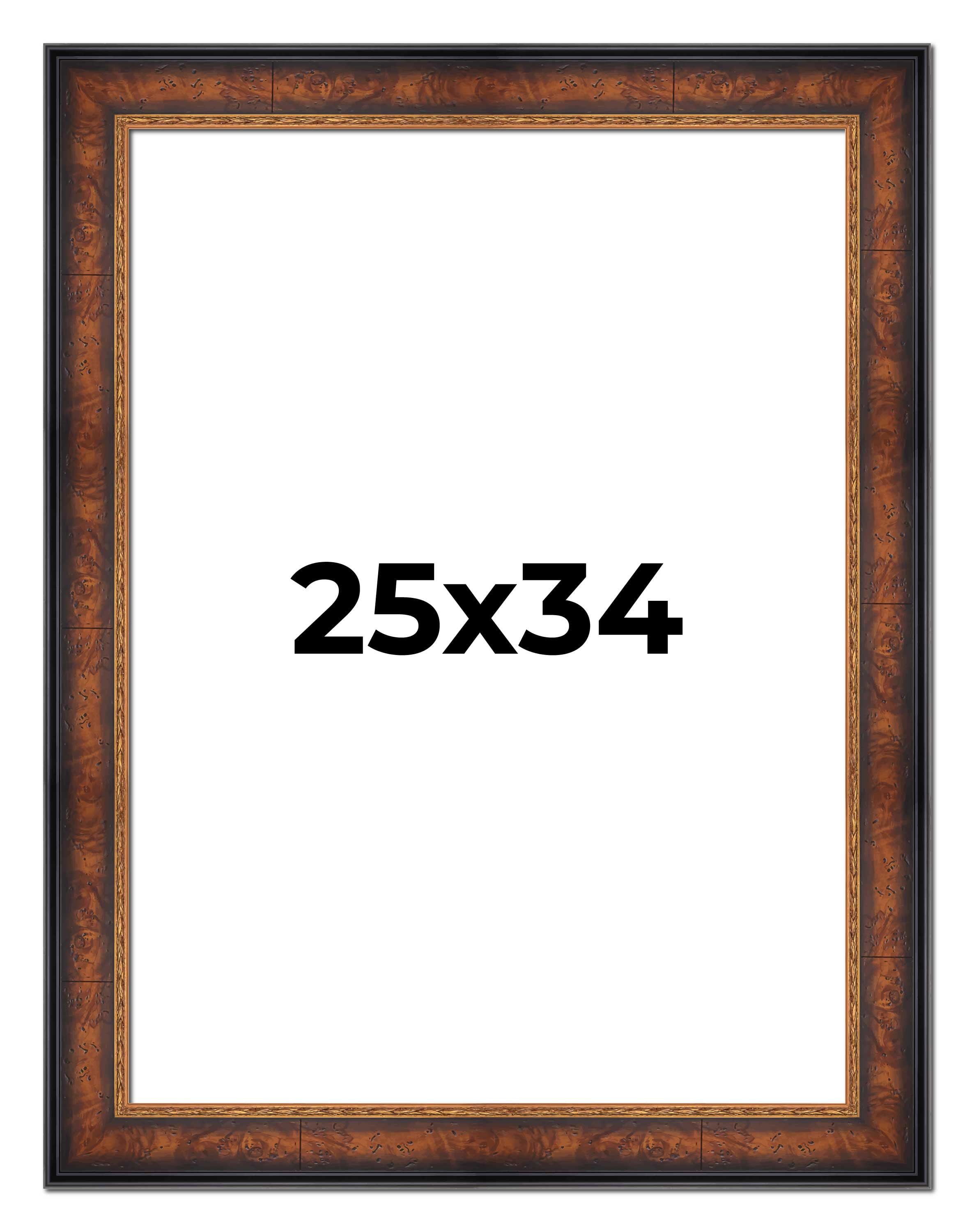 25x34 Frame Brown Walnut Gold Ornate Trim Solid Wood Plein Air Picture ...
