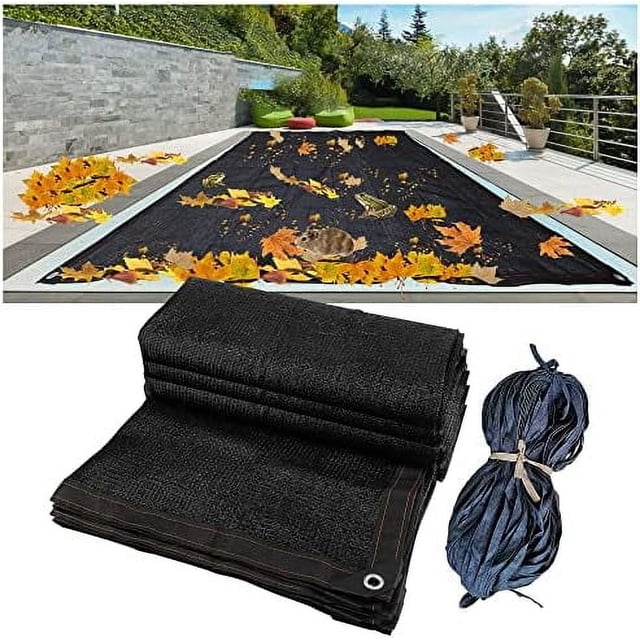 25x50 FT Large Pool Leaf Net Cover, Pool Covers for Inground Pools with ...