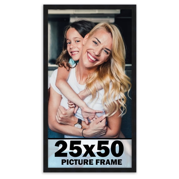 25x50 Frame Black Solid Wood Picture Frame | 0.75 Inch Moulding Width ...