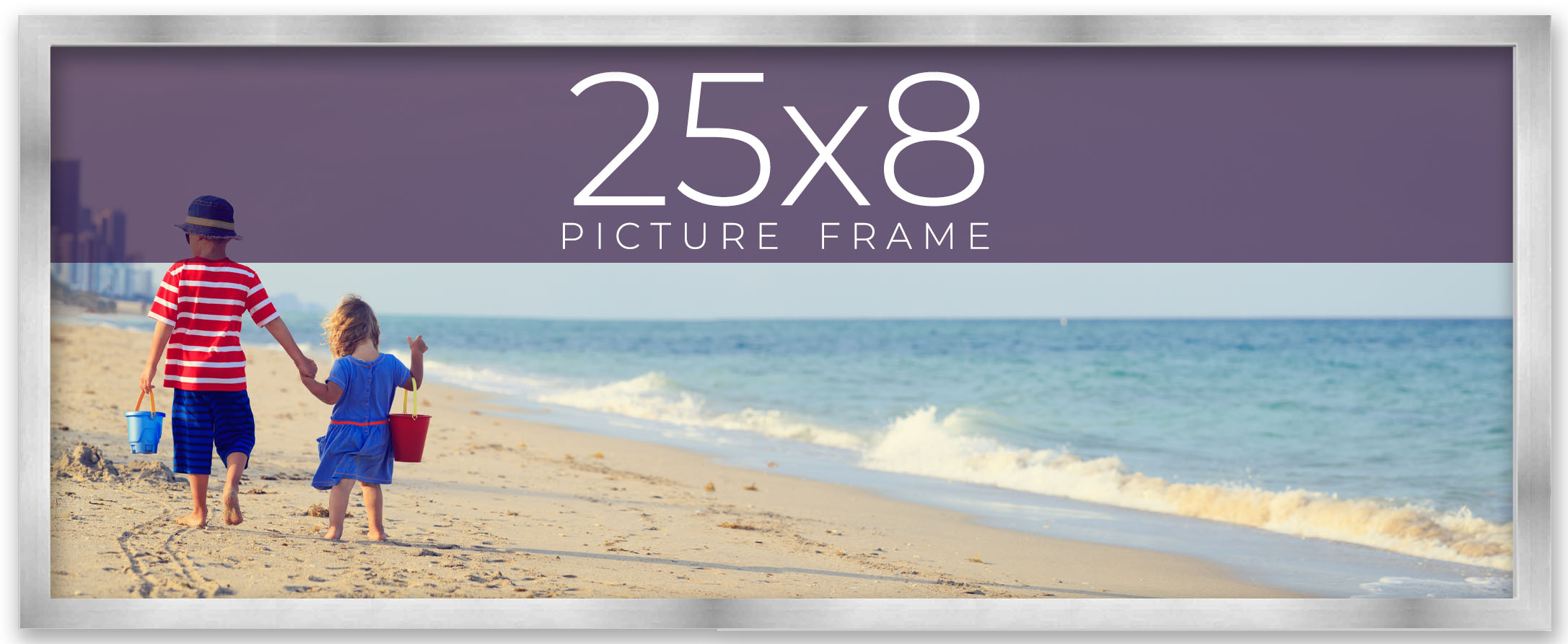 25x8 Frame Silver Real Wood Picture Frame Width 0.75 inches | Interior ...