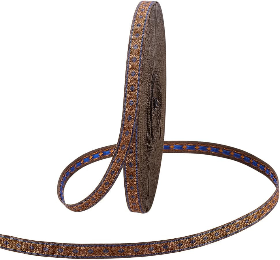 25yards Embroidered Ribbon 0.35inch Rhombus Jacquard Ribbon Vintage ...