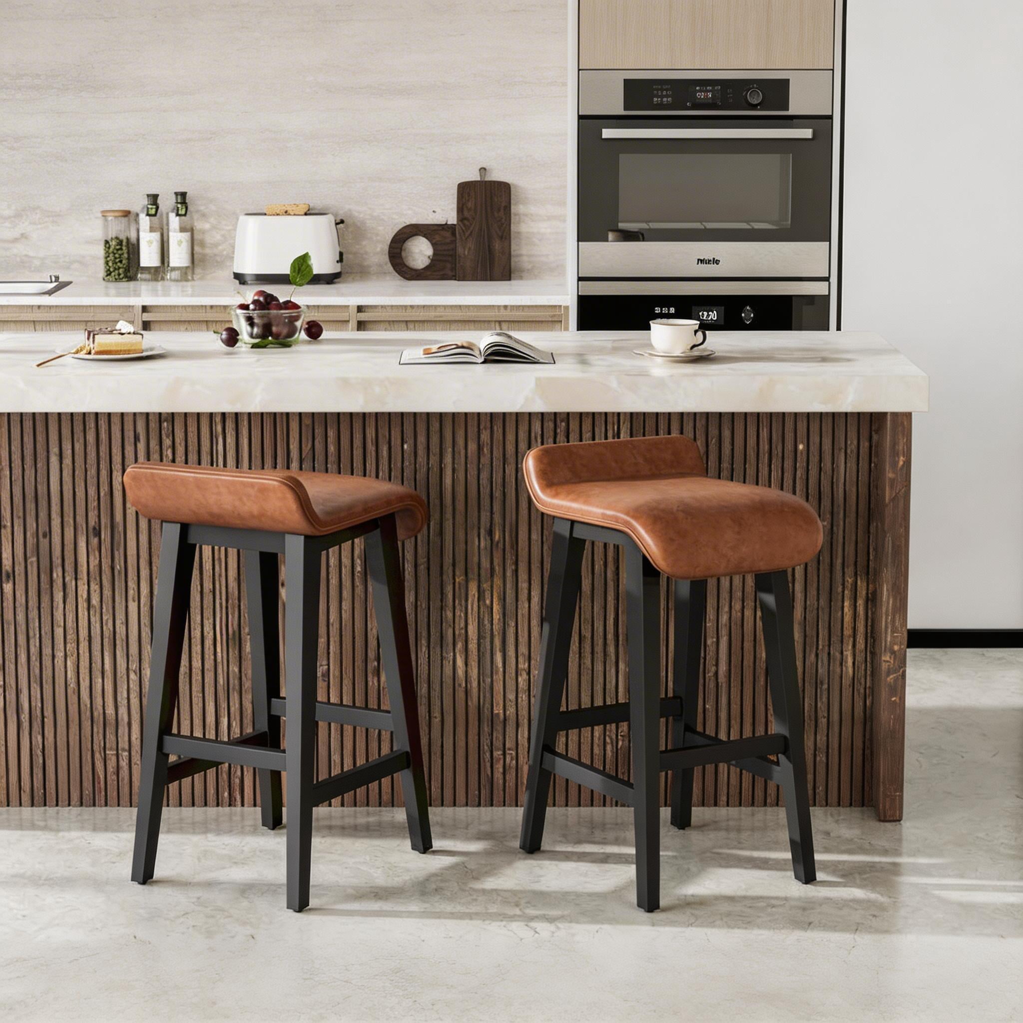 26.2" Bar Stools Set of 2, Counter Height Bar Stools with Solid Wood ...