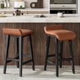 26.2" Bar Stools Set of 2, Modern Upholstered Kitchen Stools with Low ...