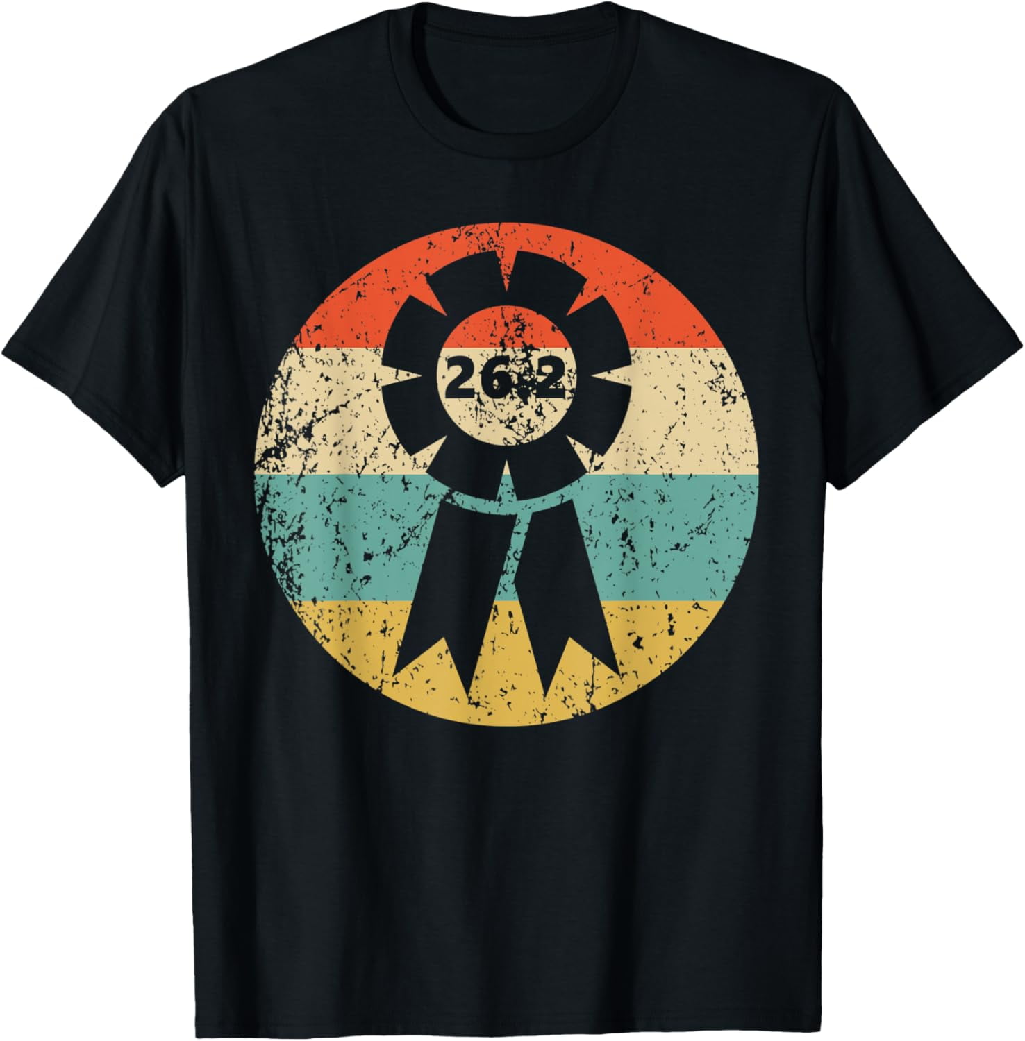 26.2 Miles Marathon Finisher Ribbon Icon Retro Running T-Shirt men and ...