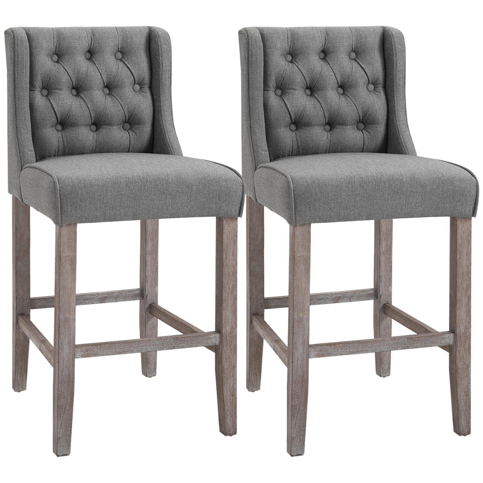 26.25" Gray Counter Height Seating, Wingback Armless Upholstered With ...