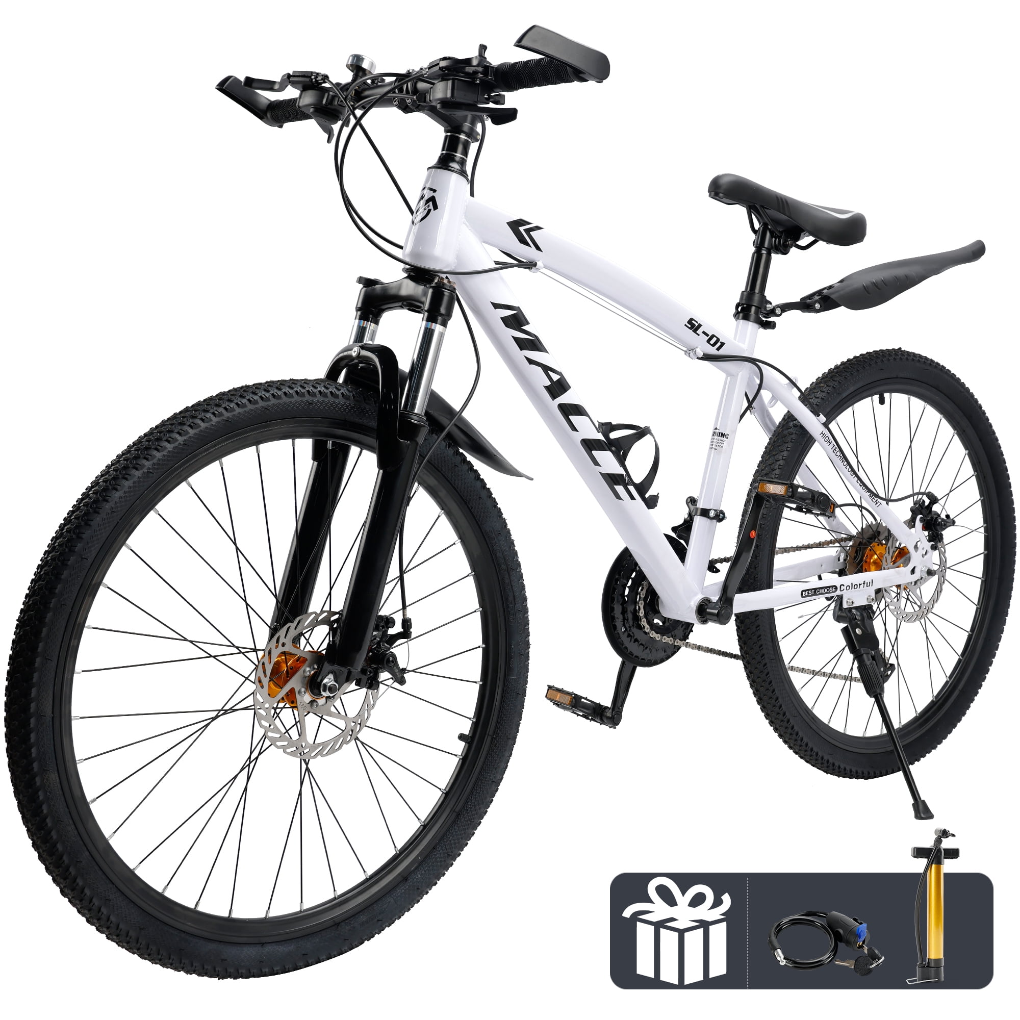 26/27.5 inch Mountain Hardtail Mountain Bike for Men/Women, 27 Speed Twist Shifting, Front or ...