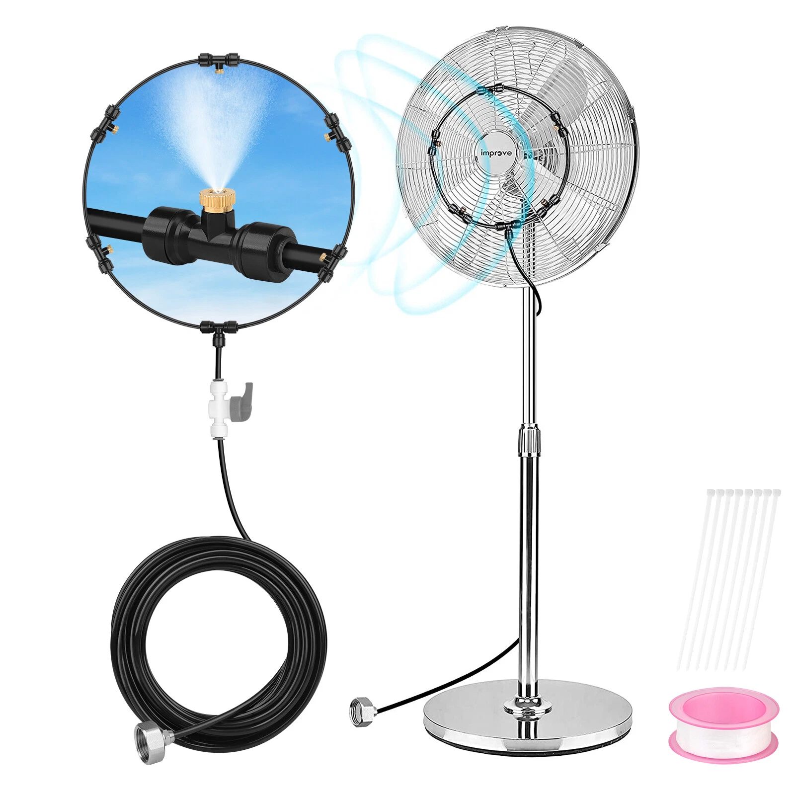 26.2Ft Hose Outdoor Patio Water Misting Cooling System Fan Mister Mist ...