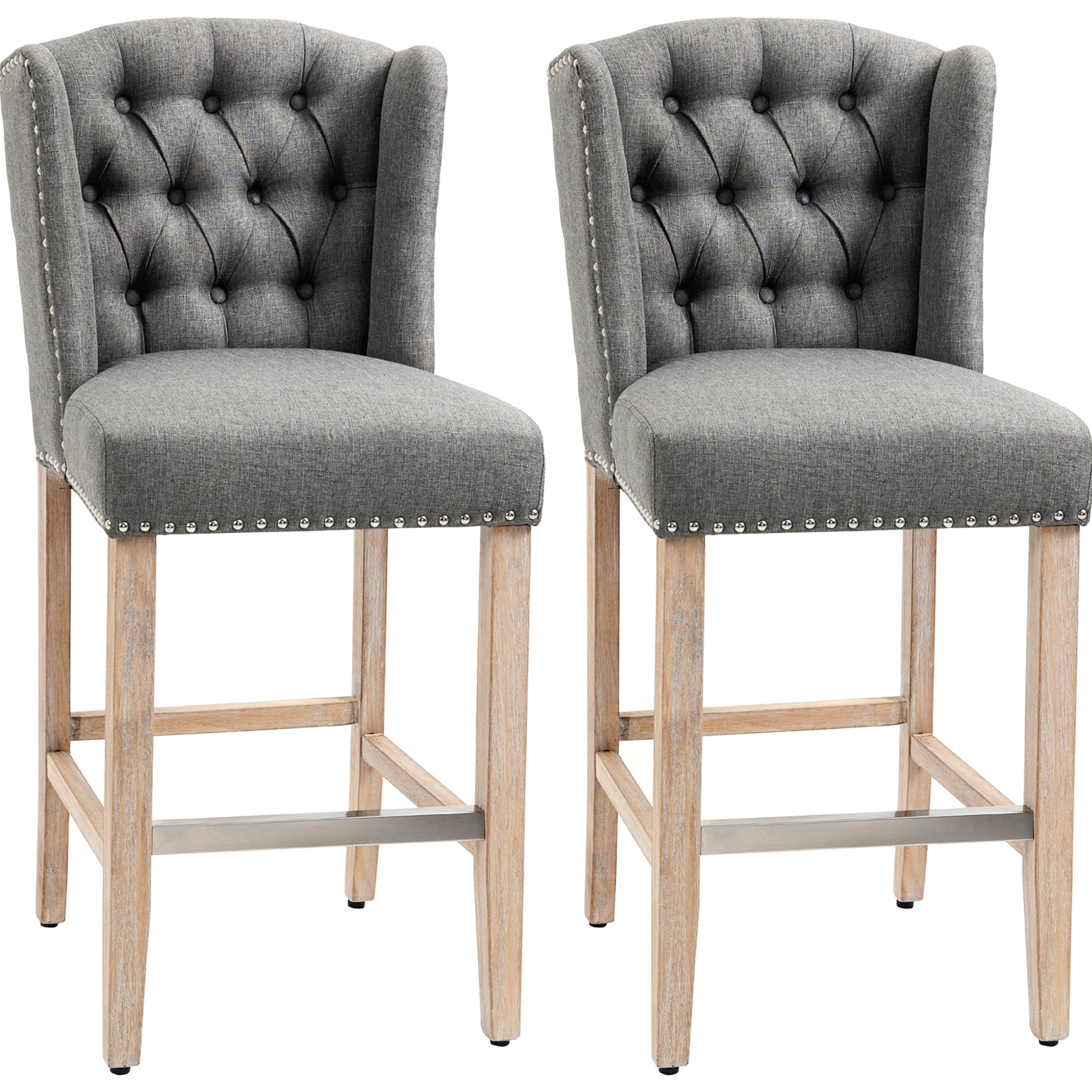 26.4" Bar Chairs, Grey, Foam Padding, Wood Construction Grey Counter ...