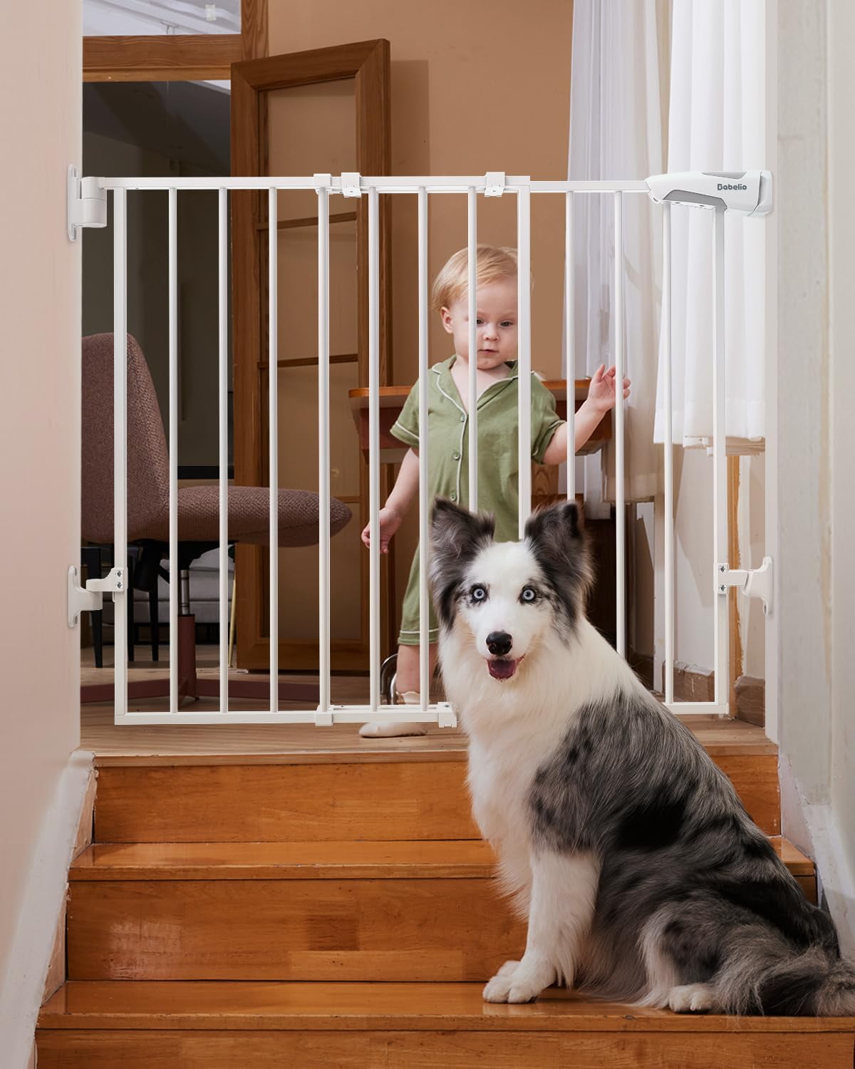 26-43" No Bottom Bar Baby Gate for Babies, Elders and Pets, 2-in-1 ...
