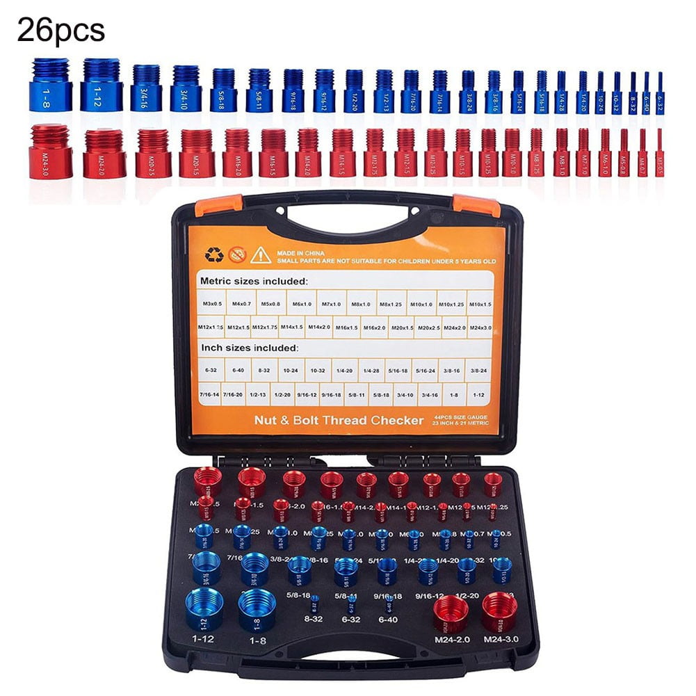 26/44pcs Bolt and Thread Gauge Nut and Bolt Thread Measuring Gauge ...