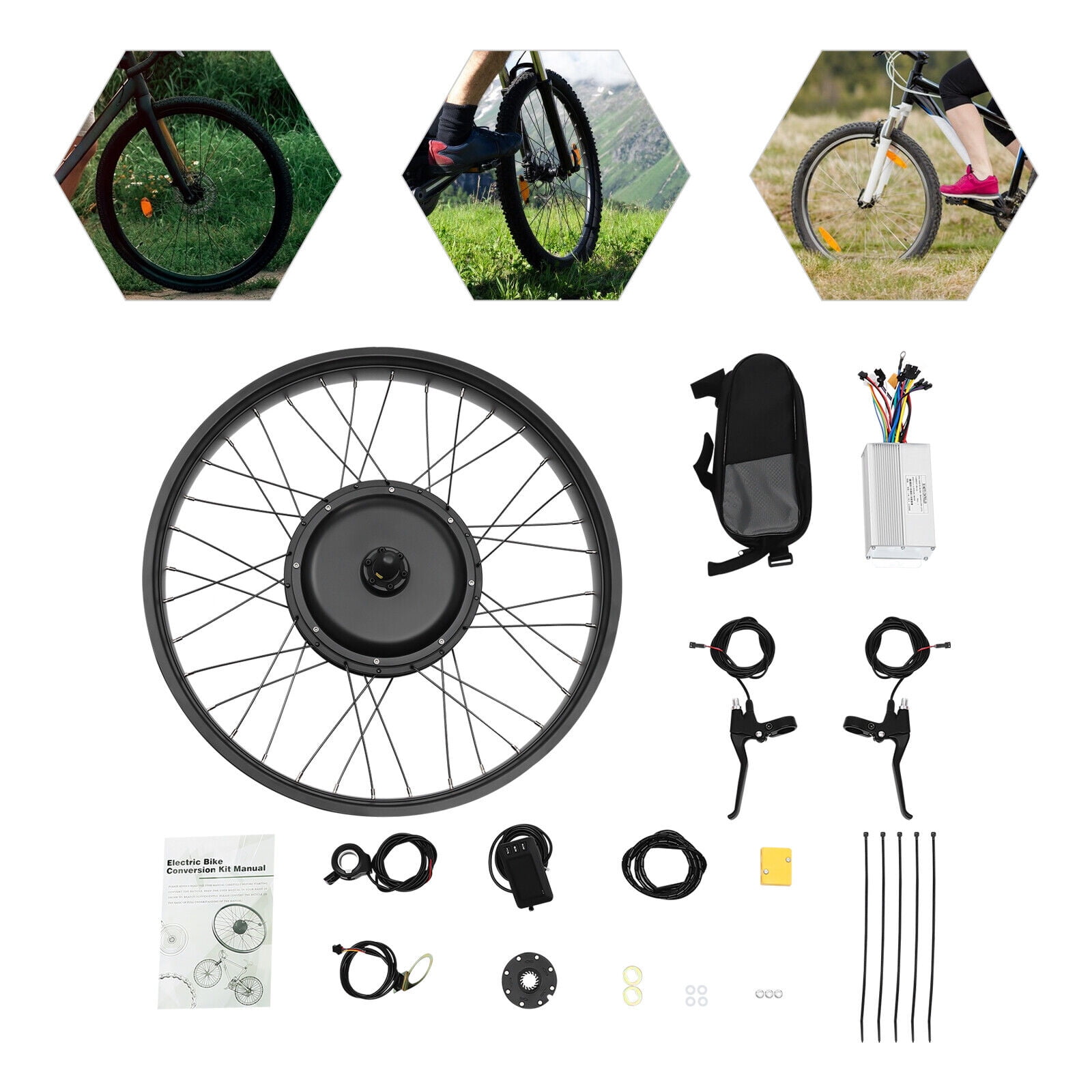 26" 48V E-Bike Conversion Kit Fat Front Wheel Electric Bicycle Hub ...