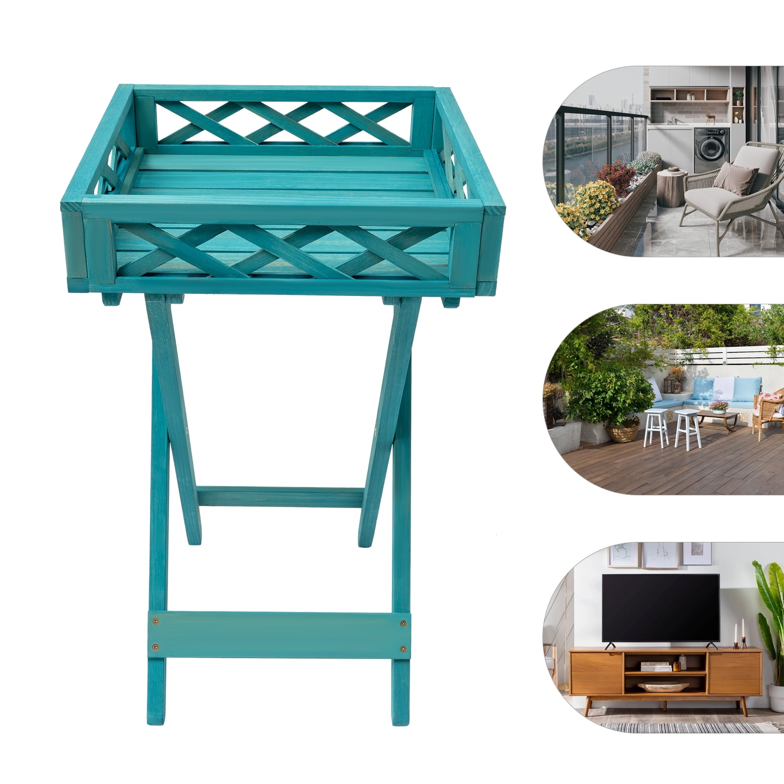 26.4in“Height Foldable Wooden Flower Pots Stand,Freestanding Square ...