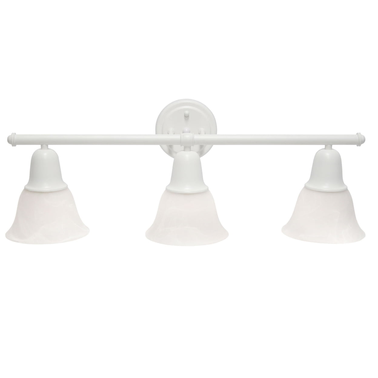 26.5" Classic 3 Light Straight Metal Bar And Frosted Marble White Bell ...