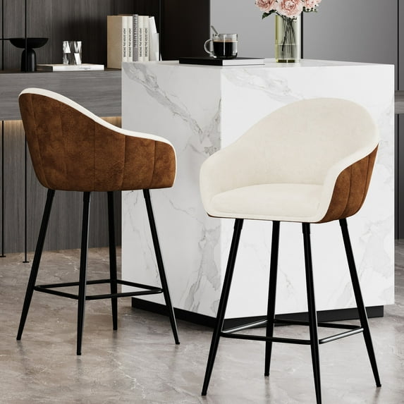 26.5'' Counter Height Bar Chairs, Comfortable Upholstery | Two - Tone ...