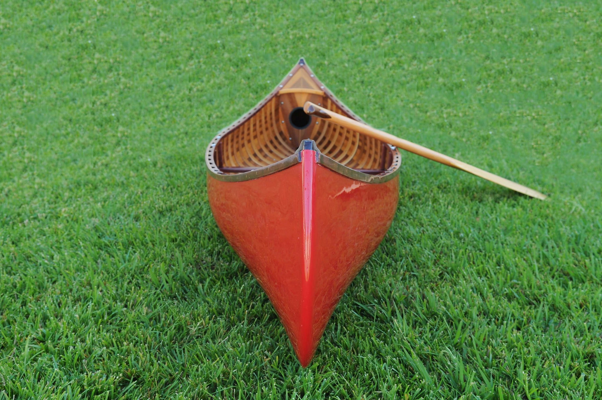 26.5" x 117" x 20" Red Wooden Canoe With Ribs Curved Bow - Walmart.com
