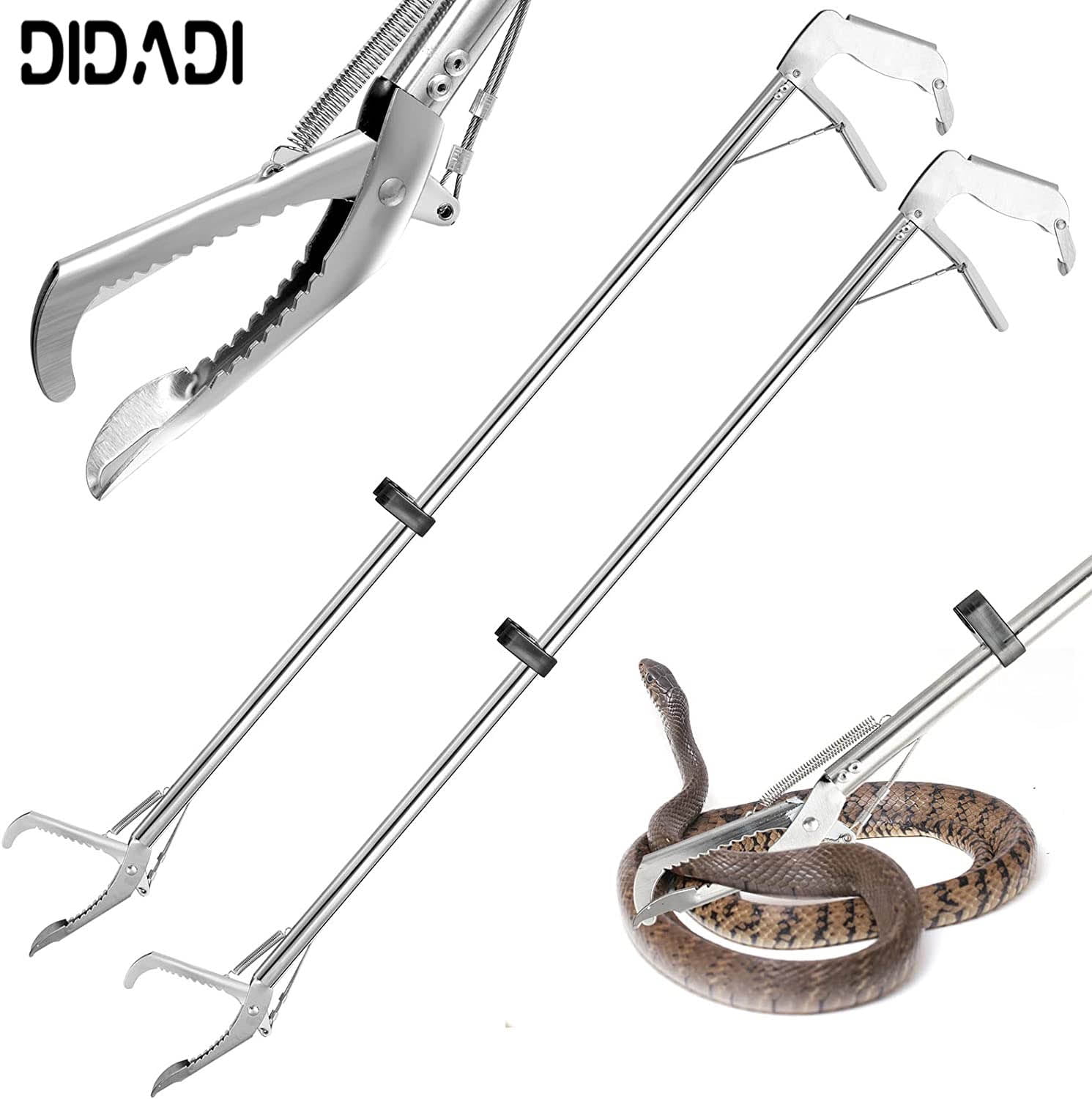 26“-52” Collapsible Snake Tongs, DIDADI Professional Reptile Snake ...