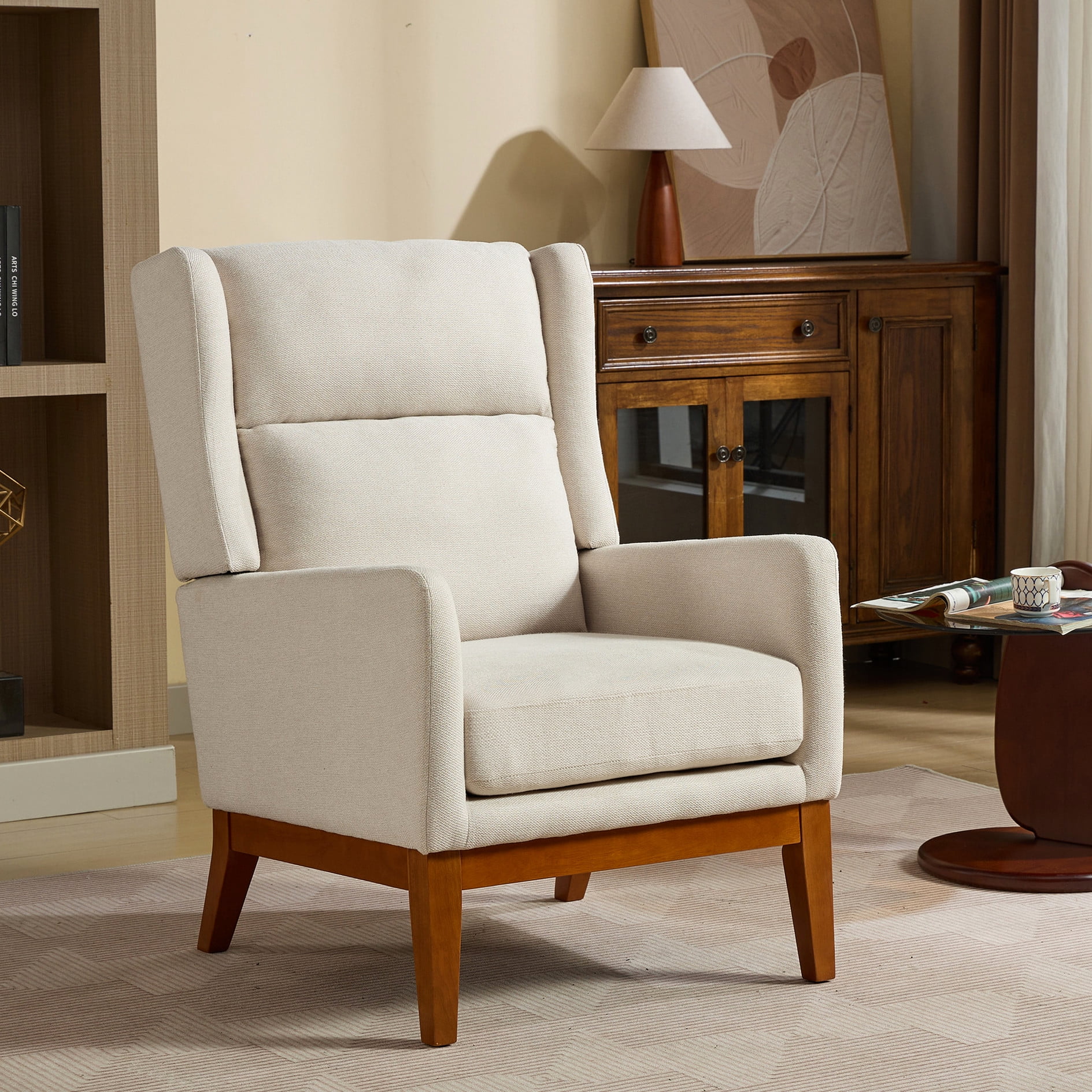 26.58" Wide Accent Chair, Blend Upholstery, High Back For Living Room ...