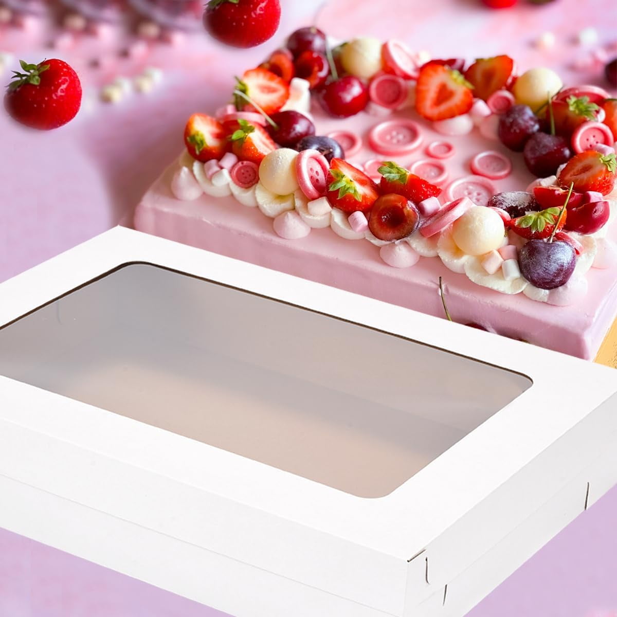 26.5x19.5 x 5 Inches 6 Pack Full Sheet Cake Box with Window,Large ...