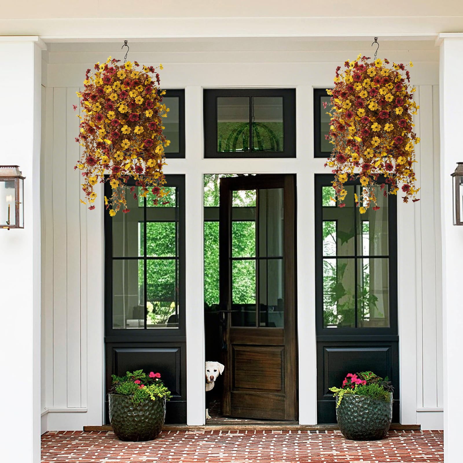 26.7" Artificial Violet Cane Flower | UV-Resistant Plastic Rattan Vine | Realistic Purple ...