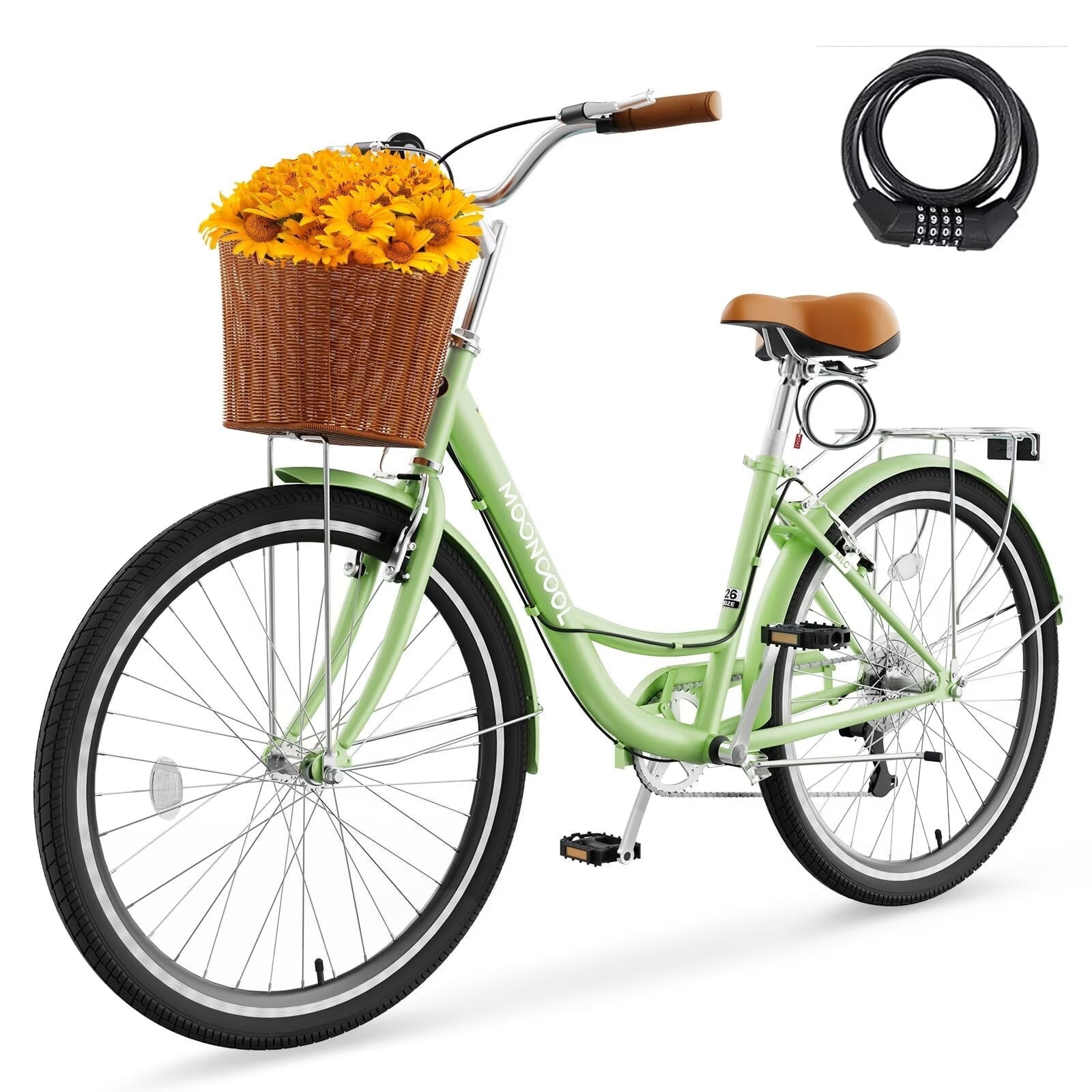 MOPHOTO 26'' 7 Speed Beach Cruiser Bike Bicycle for Women with Basket ...