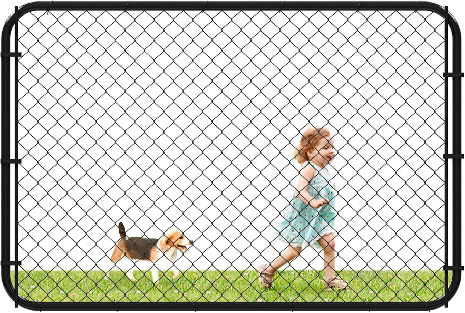 26"-72" W x 4' H Fence Gate Kit Chain Link Outdoor Metal Garden Gate ...