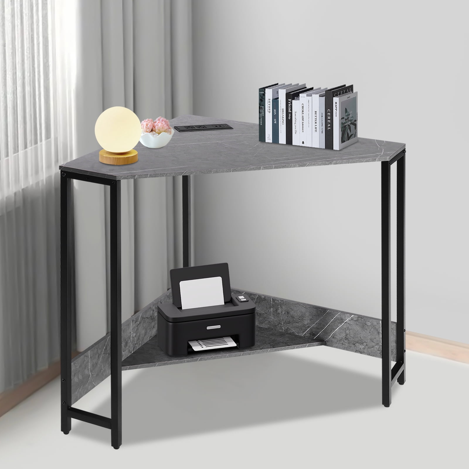 26.77*26.77*29.53 Modern Free Standing Triangular Gray Corner Table ...