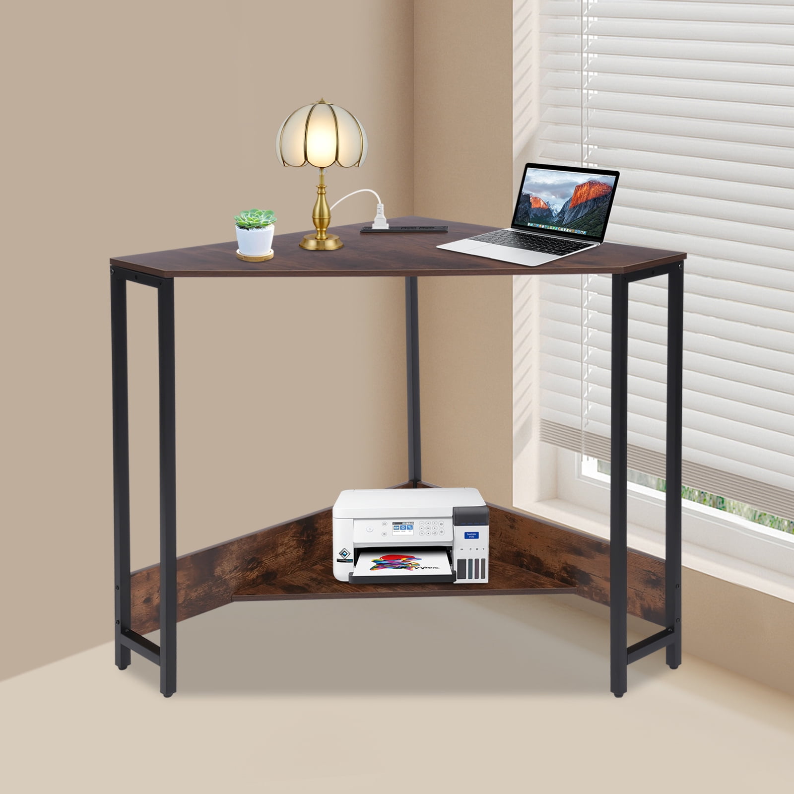 26.77*26.77*29.53 Modern Simple Triangular Brown Small Desk with ...