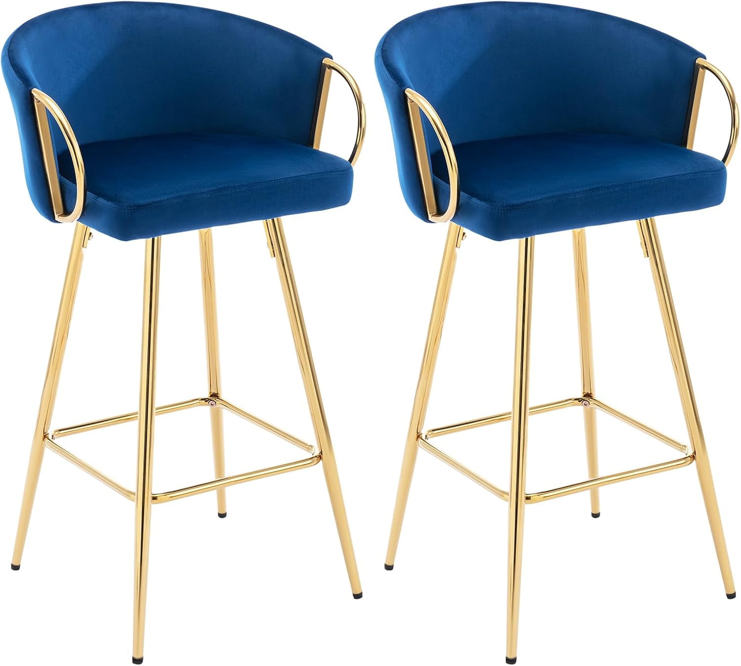 26.77 Inch Counter Height Bar Stools , Modern Velvet Upholstered ...