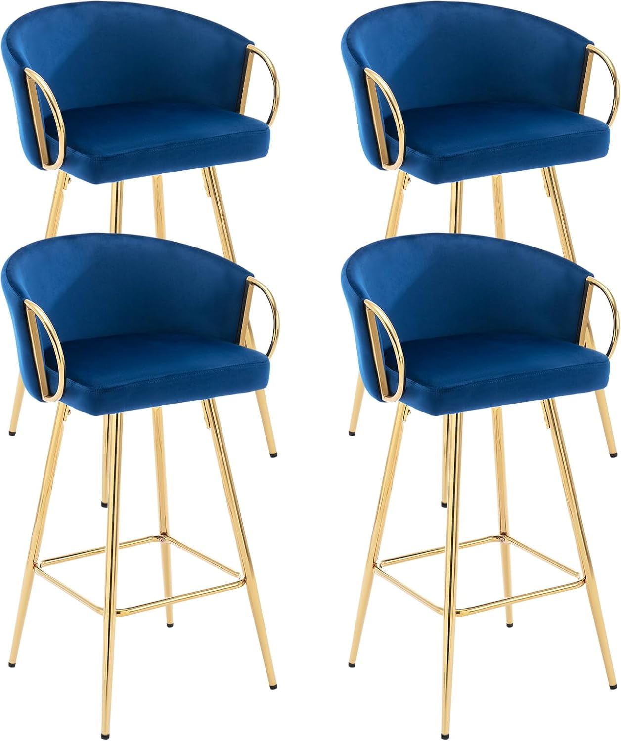 26.77 Inch Counter Height Bar Stools , Modern Velvet Upholstered ...