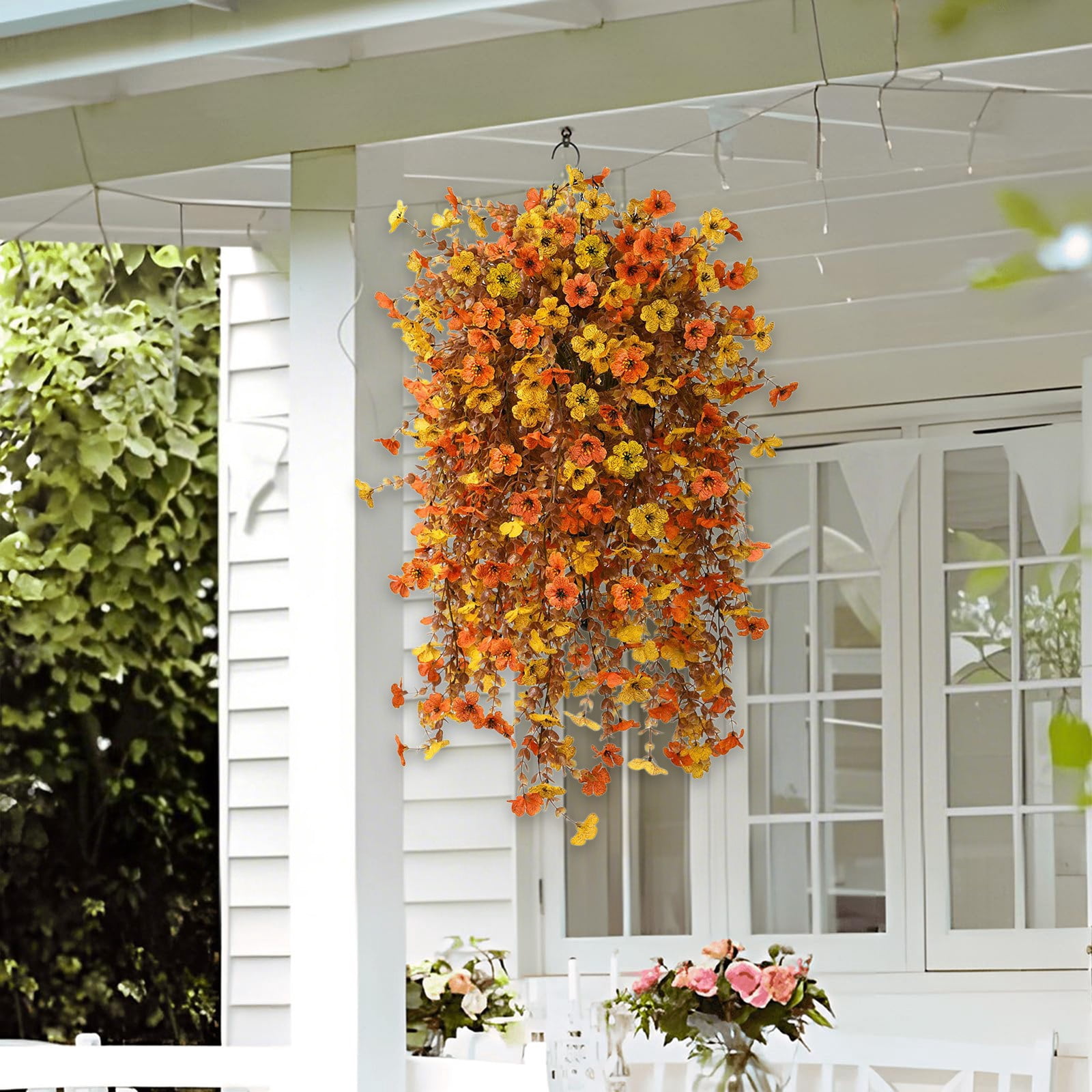 26.8" Artificial Hanging Fall Flowers for Outdoor, Hanging Flowers ...