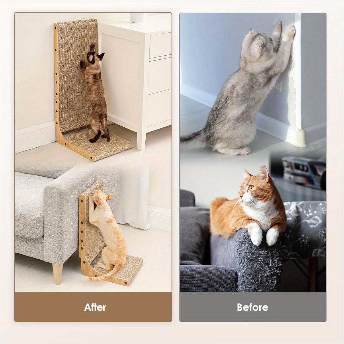 26.8 Inch L-Shaped Vertical Cat Scratching Post with Ball Toy - Multi ...