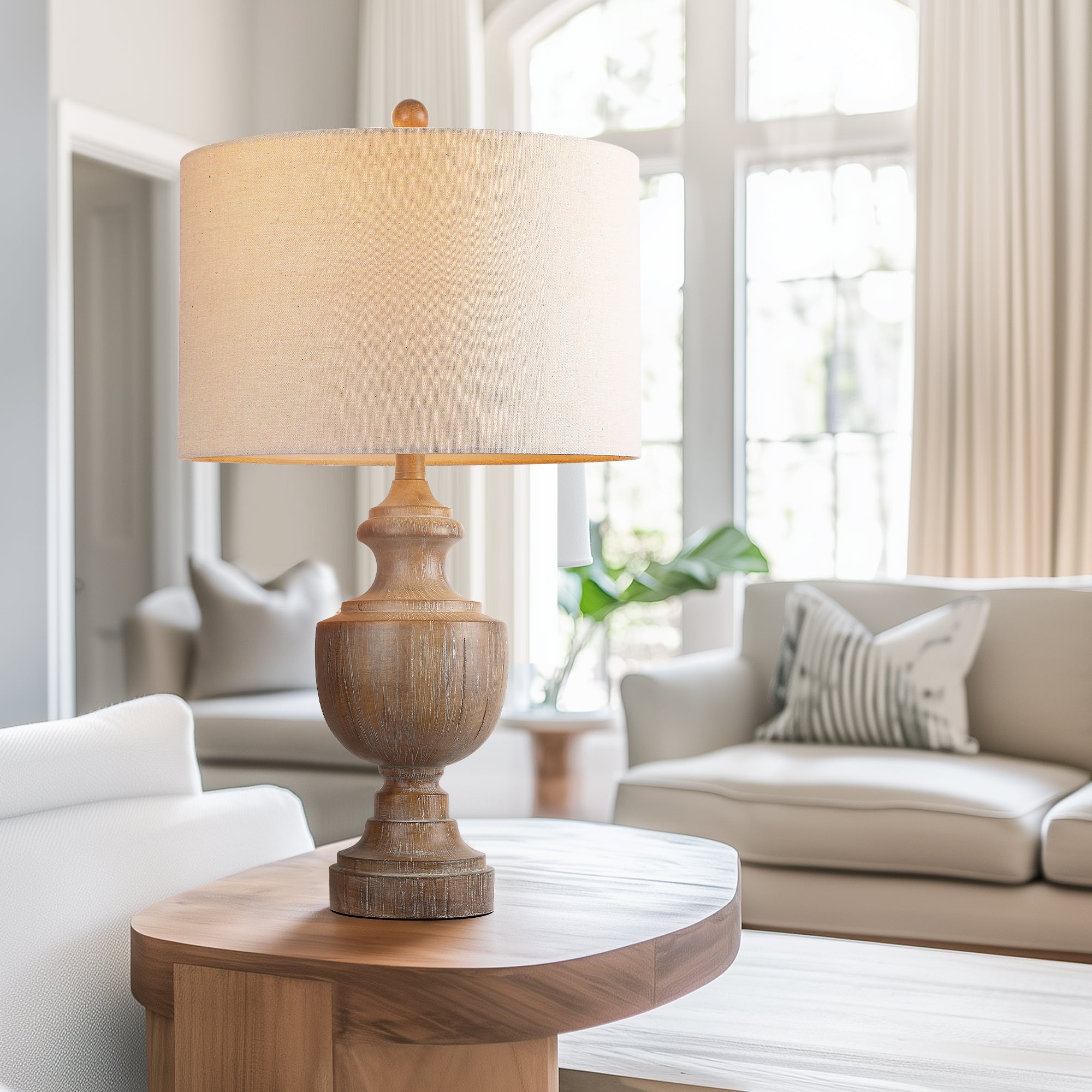 26.8" Large Brown Resin Table Lamp, Farmhouse Bedside Lamp Trophy ...