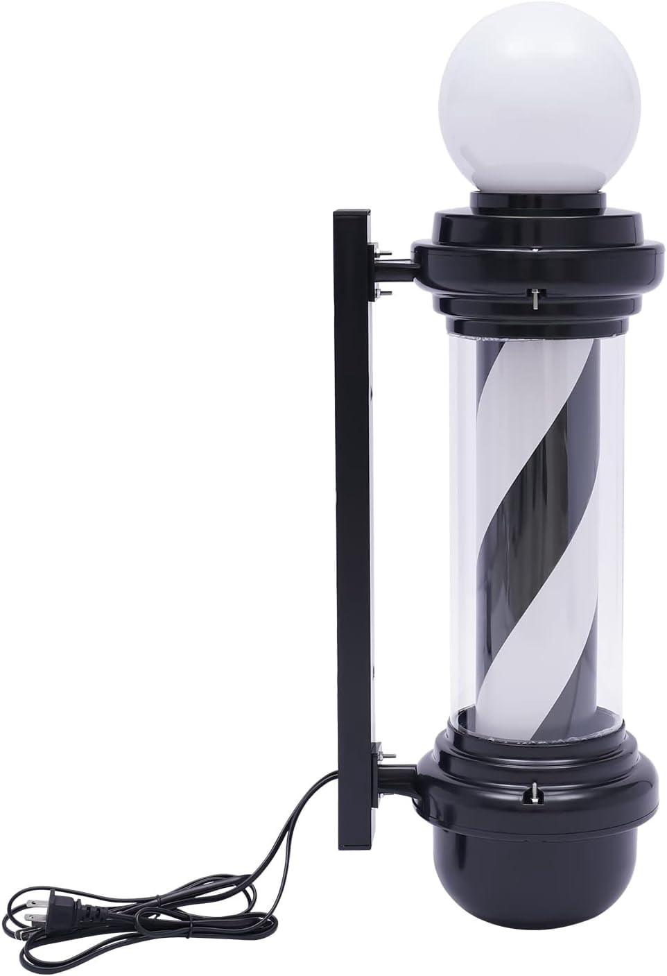 26.8 in Wall-Mounted Barber Pole Led Light, Black and White Traditional ...