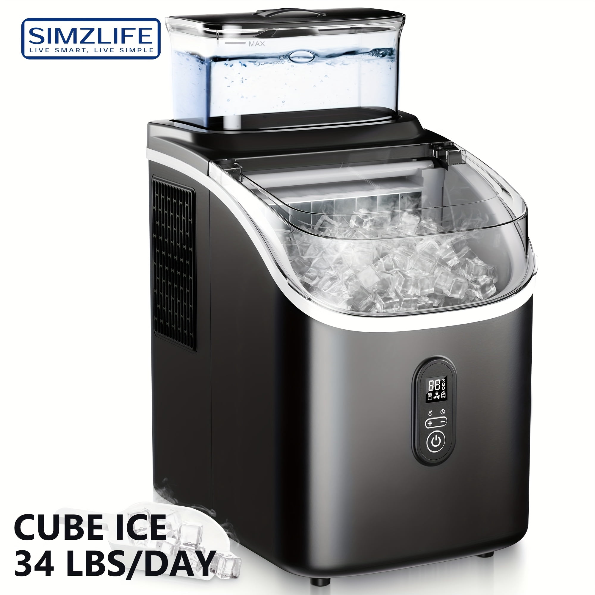 26-80Lbs Ice Maker Machine - Makes Ice in 6 Mins, Portable Countertop ...