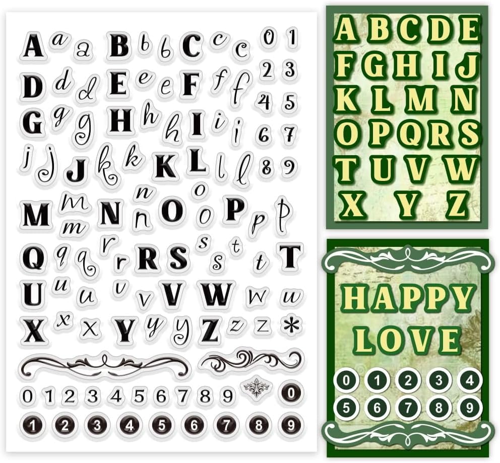 26 Alphabet Letter Clear Stamps Number Silicone Stamp Capital Lowercase ...