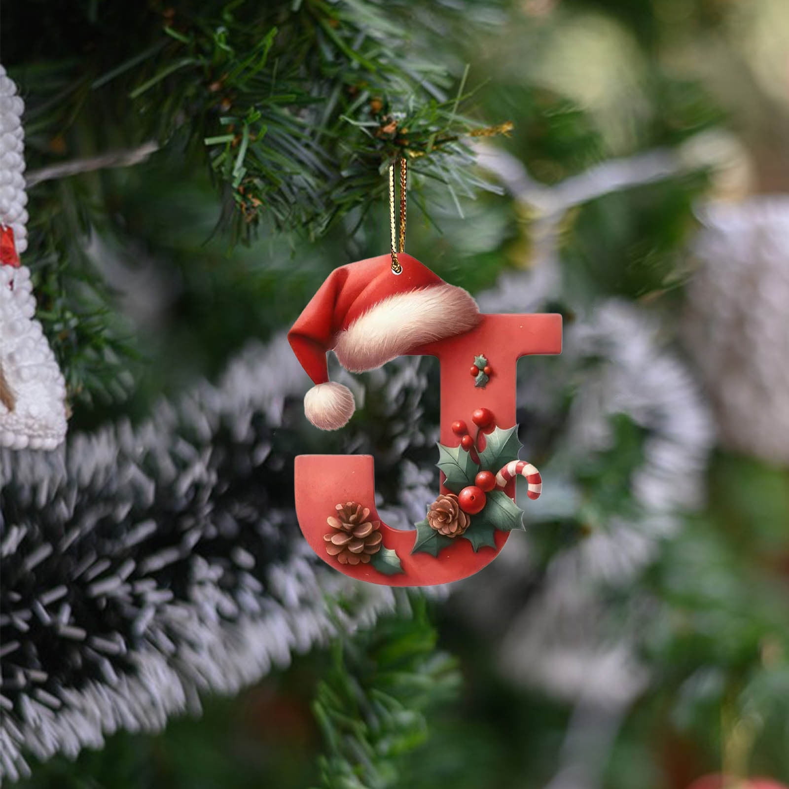 26 Alphabet Ornaments for Christmas Tree Candy Cane Initial Letter ...